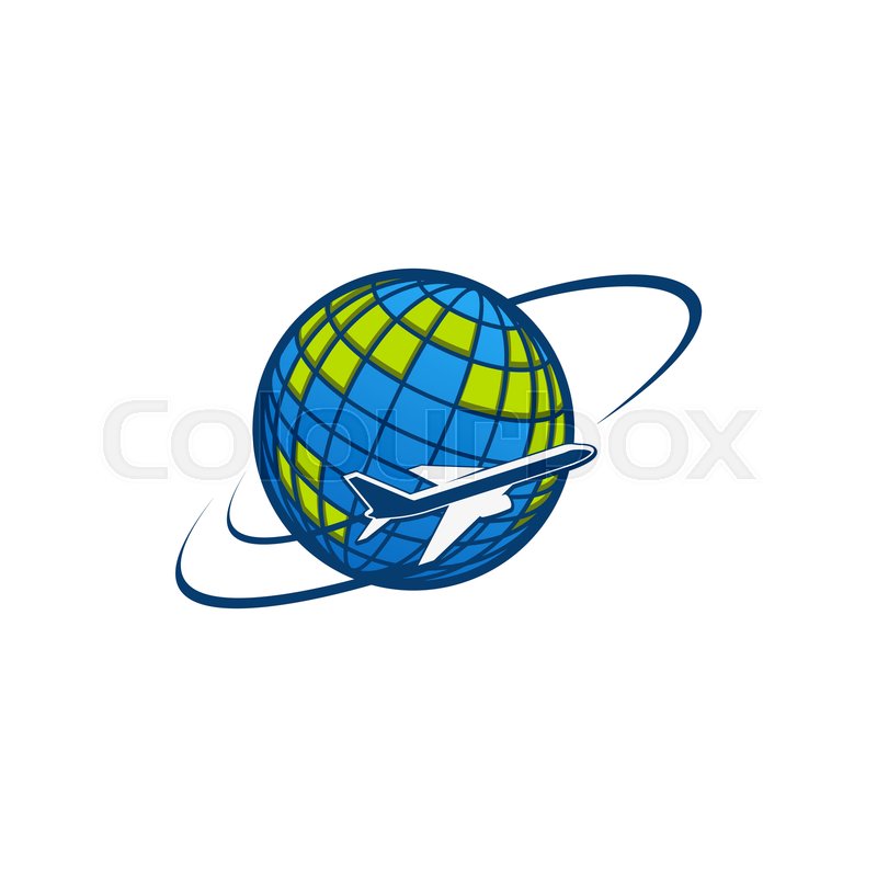 Airplane and world globe icon, travel ... | Stock vector | Colourbox