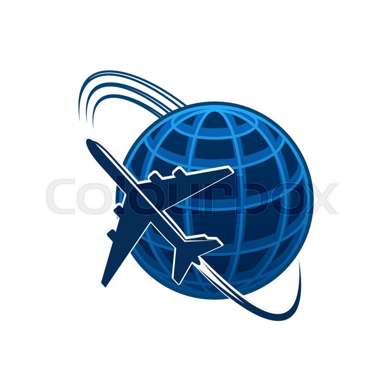 Airplane and world globe icon, travel ... | Stock vector | Colourbox