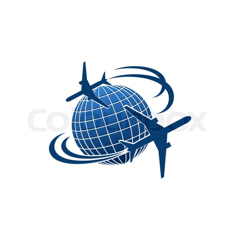 Airplane and world globe icon, travel ... | Stock vector | Colourbox
