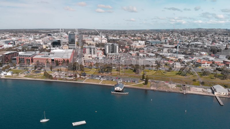 Aerial view of Geelong, Victoria, ... | Stock video | Colourbox
