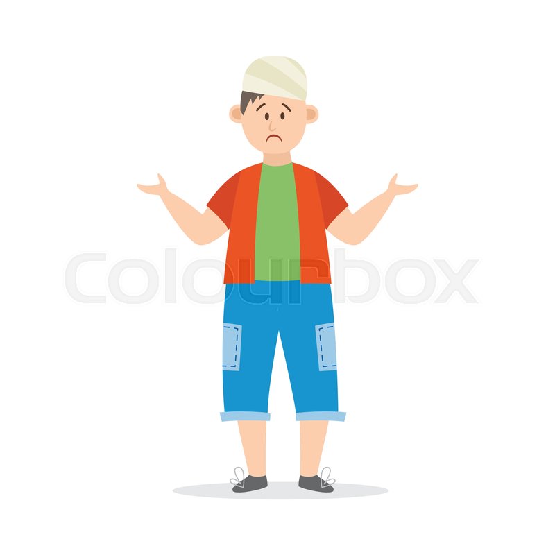 Cartoon child with head injury wearing ... | Stock vector | Colourbox