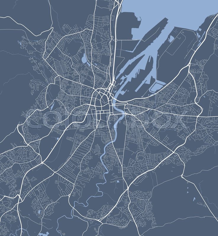 Detailed map of Belfast city ... | Stock vector | Colourbox