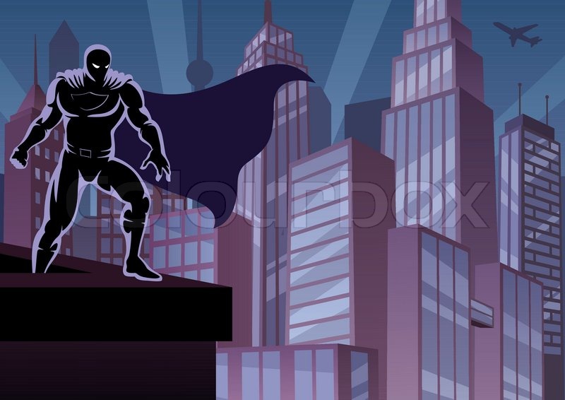 Superhero on Roof | Stock vector | Colourbox