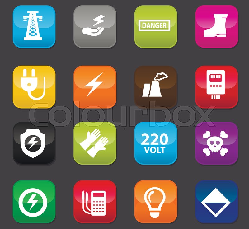 High voltage icons set for web sites ... | Stock vector | Colourbox