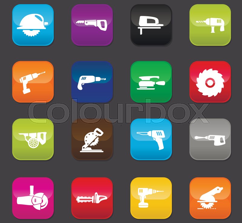 Power tools icon set for web sites and ... | Stock vector | Colourbox