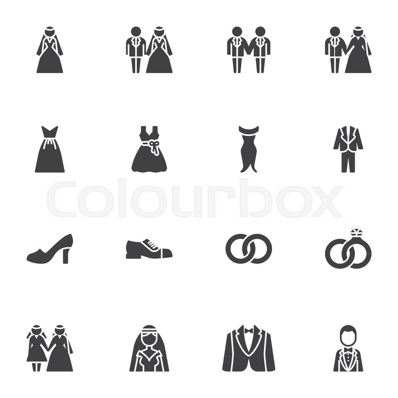 Wedding and marriage vector icons set, ... | Stock vector | Colourbox