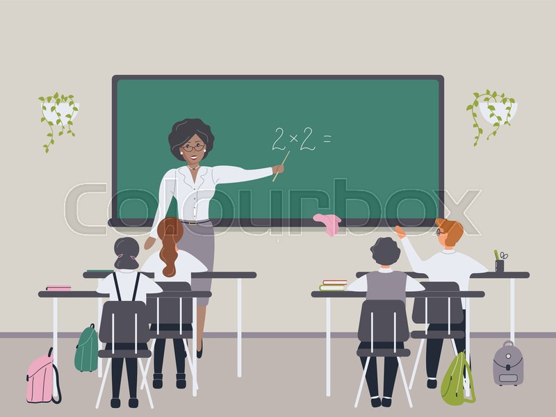 African female math teacher explaining ... | Stock vector | Colourbox
