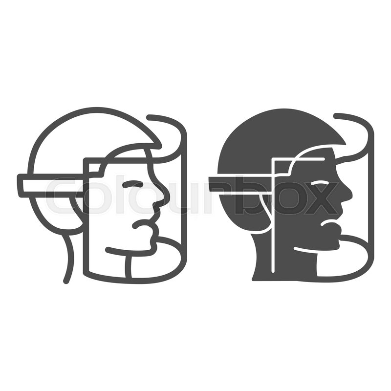 Head of man in protective helmet line ... | Stock vector | Colourbox