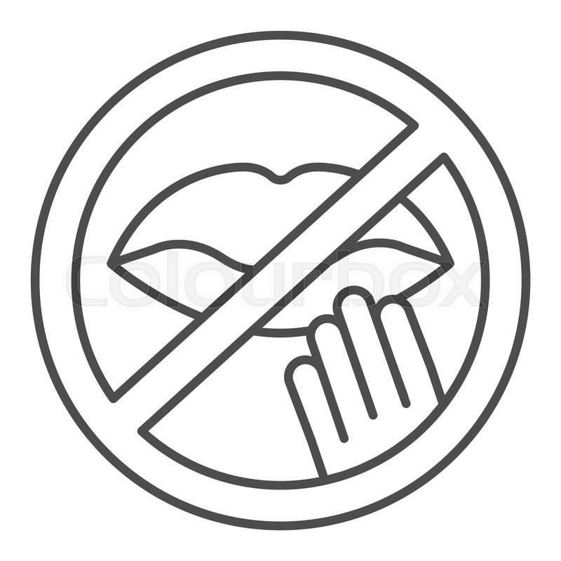 Prohibition of touching lips thin line ... | Stock vector | Colourbox