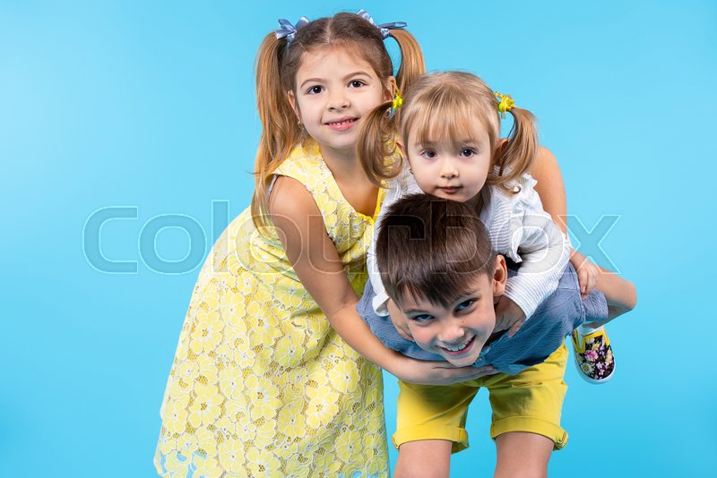 A group of children of different ages ... | Stock image | Colourbox