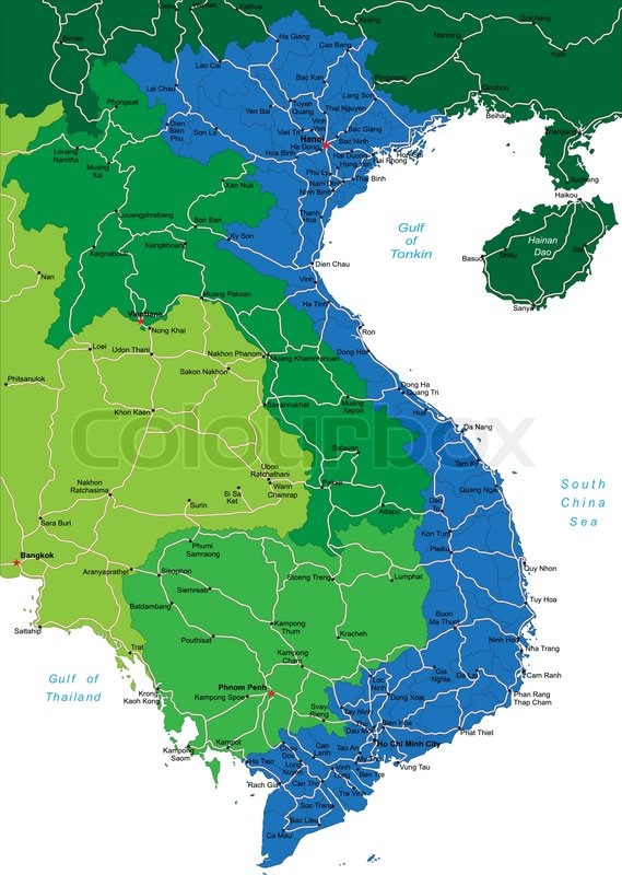 Detailed vector map of Vietnam with ... | Stock vector | Colourbox