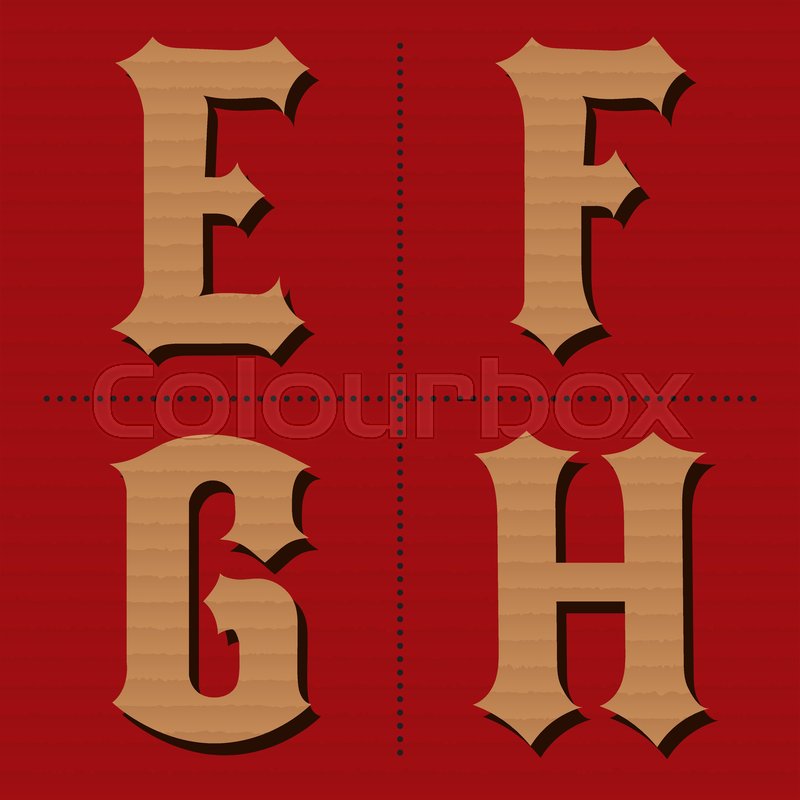 Cardboard alphabet western letters ... | Stock vector | Colourbox