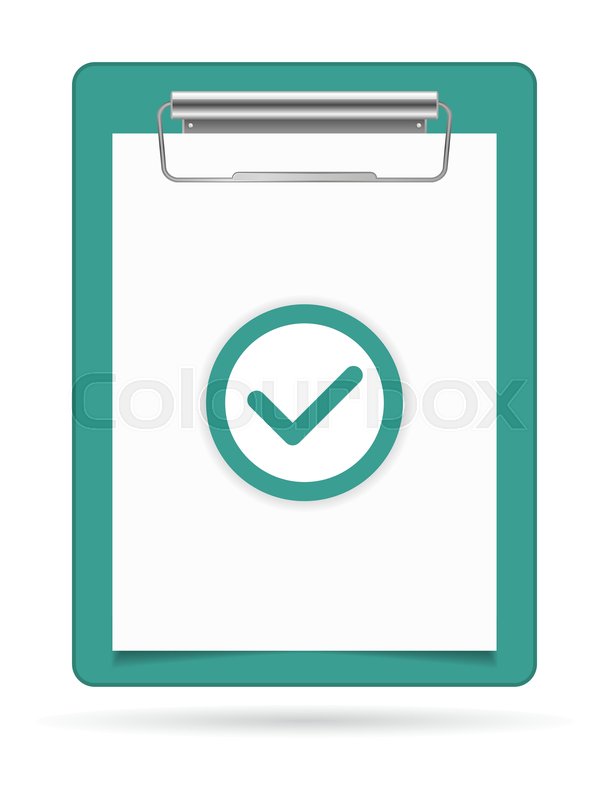 Clipboard check mark icon with paper ... | Stock vector | Colourbox