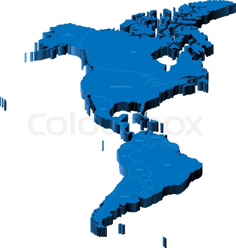 3d map of Americas | Stock vector | Colourbox
