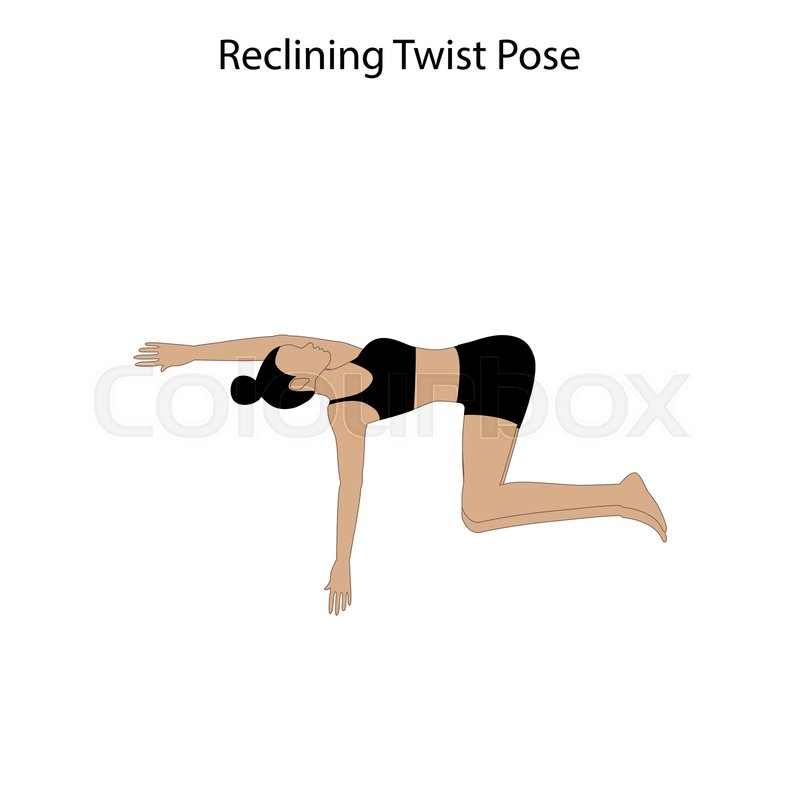 Reclining Twist Pose Yoga Workout on ... | Stock vector | Colourbox