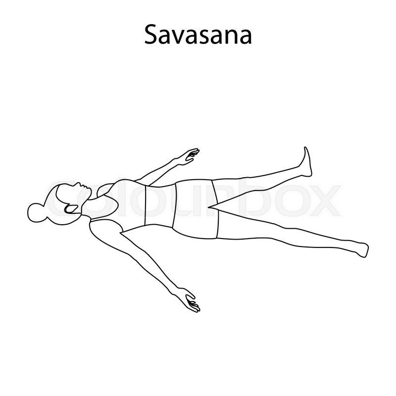 Savasana Pose Yoga Workout Outline on ... | Stock vector | Colourbox