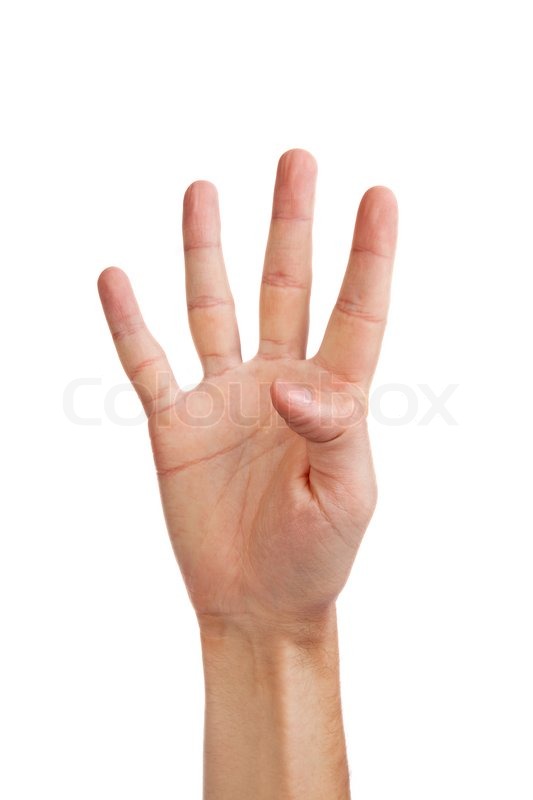 Hand gesture number four closeup ... | Stock image | Colourbox