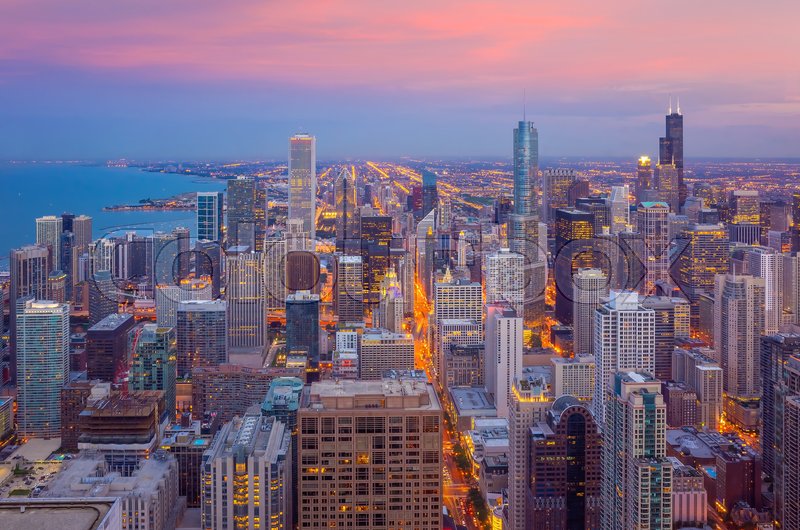 Chicago Skyline At Dusk