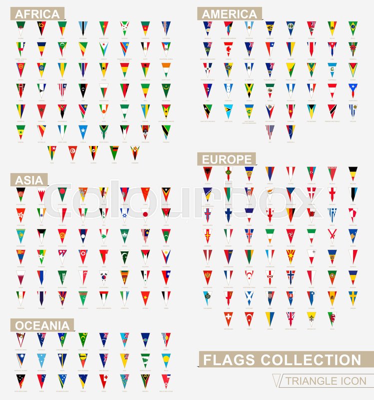 Triangle vertical icon with flag, ... | Stock vector | Colourbox