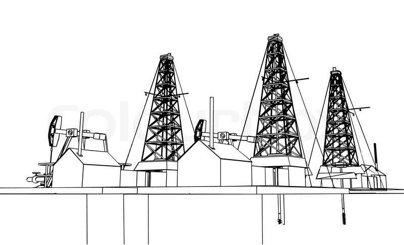 Oil derricks sketch | Stock vector | Colourbox