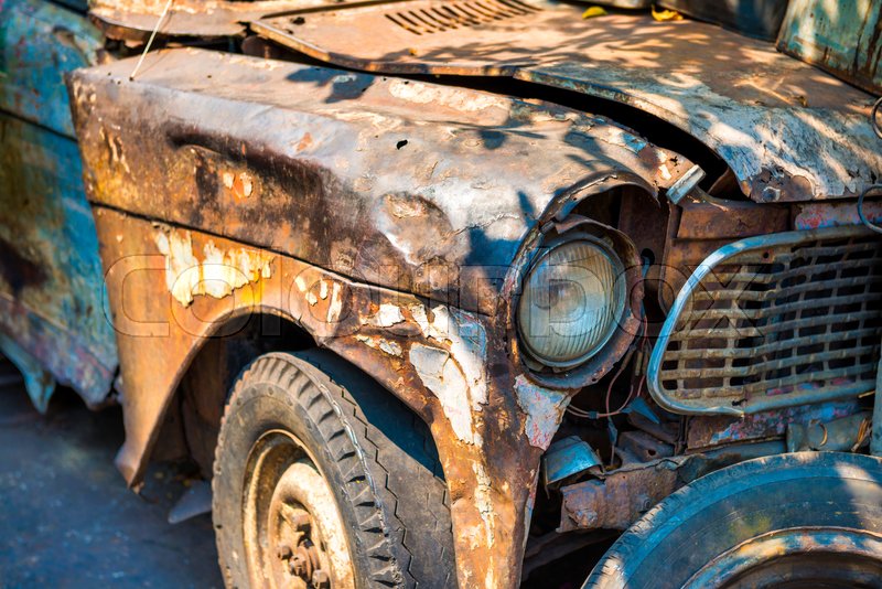 Old broken rusty car. Rust on metal of ... | Stock image | Colourbox