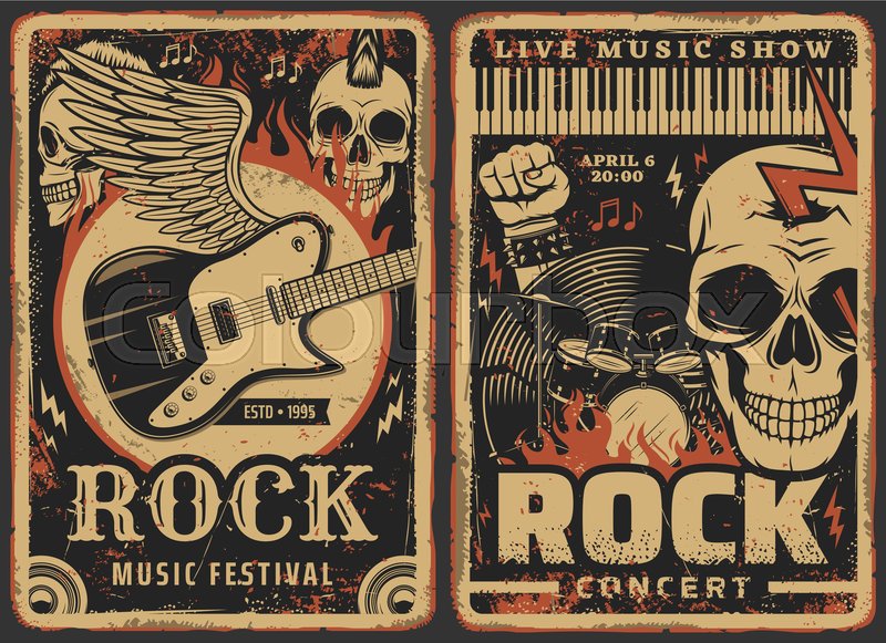 Rock music posters, concert or band ... | Stock vector | Colourbox