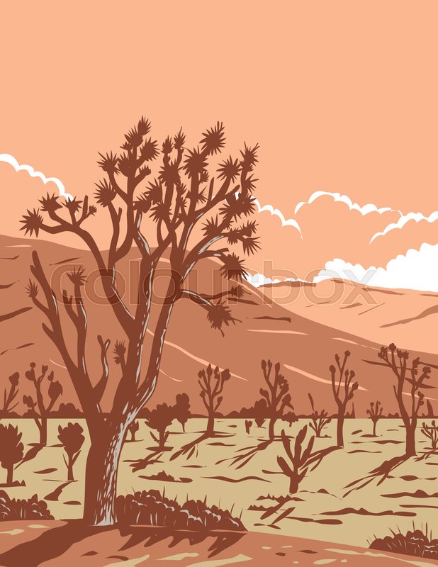 WPA poster art of the Joshua tree in ... | Stock vector | Colourbox