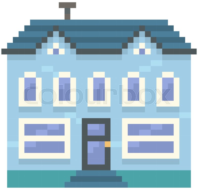 House isolated on white. Pixelated ... | Stock vector | Colourbox