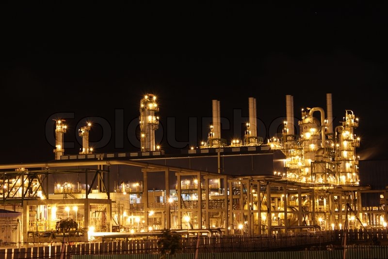 Night scene of chemical industrial | Stock image | Colourbox