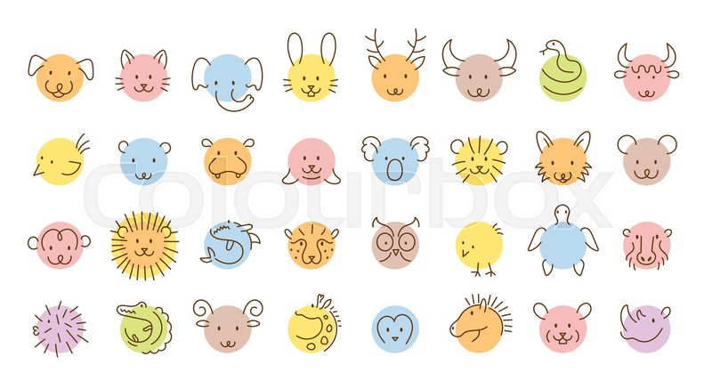 Animals Head Simply Circle Shape and ... | Stock vector | Colourbox