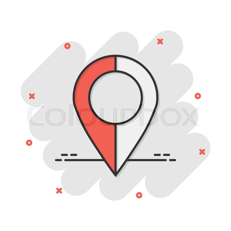 Pin map icon in comic style. Cartoon ... | Stock vector | Colourbox