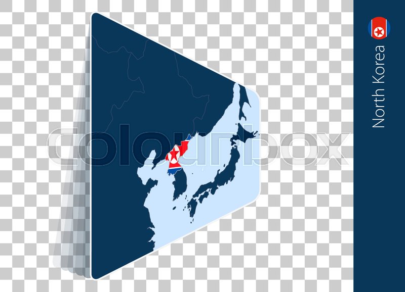 North Korea map and flag on ... | Stock vector | Colourbox
