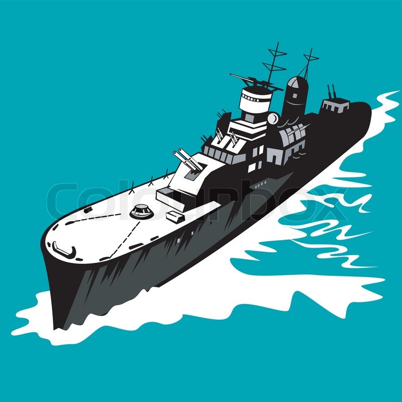 World War Two Battleship Warship ... | Stock vector | Colourbox