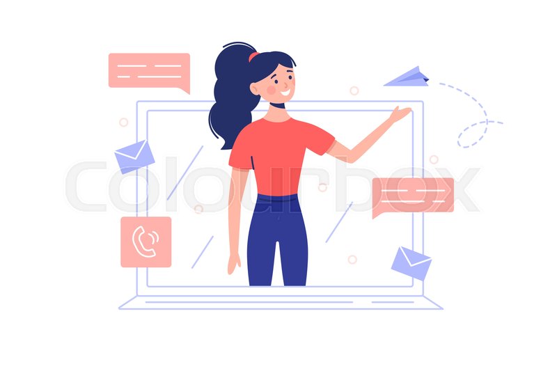 Woman gets mail vector illustration. ... | Stock vector | Colourbox