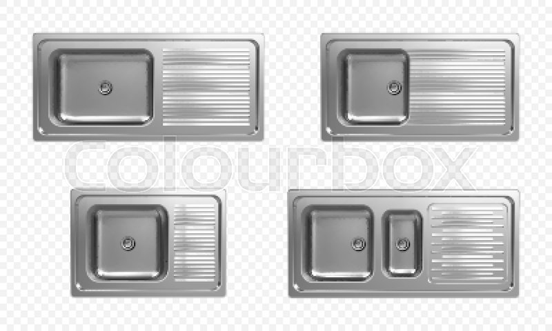 Stainless kitchen sinks top view. ... | Stock vector | Colourbox