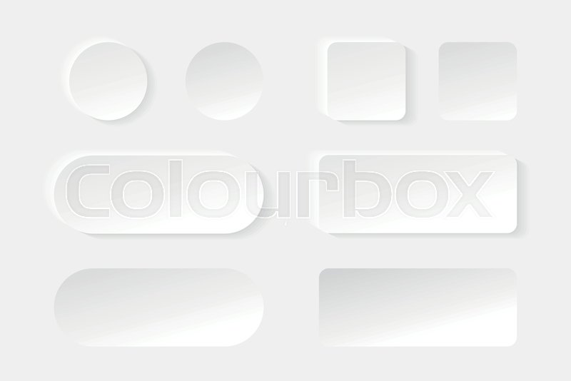 White buttons. Neomorphic buttons set. ... | Stock vector | Colourbox