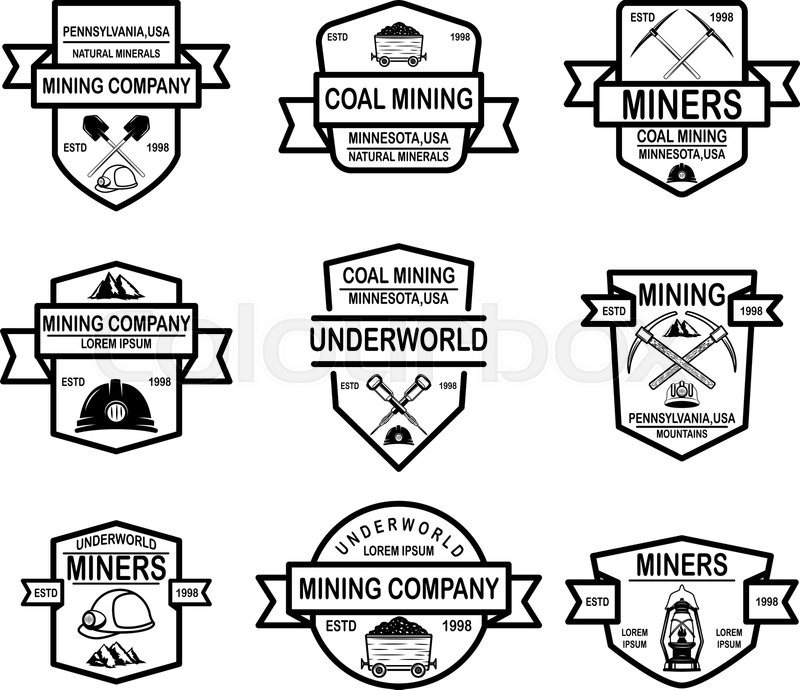 Set of coal mining company emblem ... | Stock vector | Colourbox