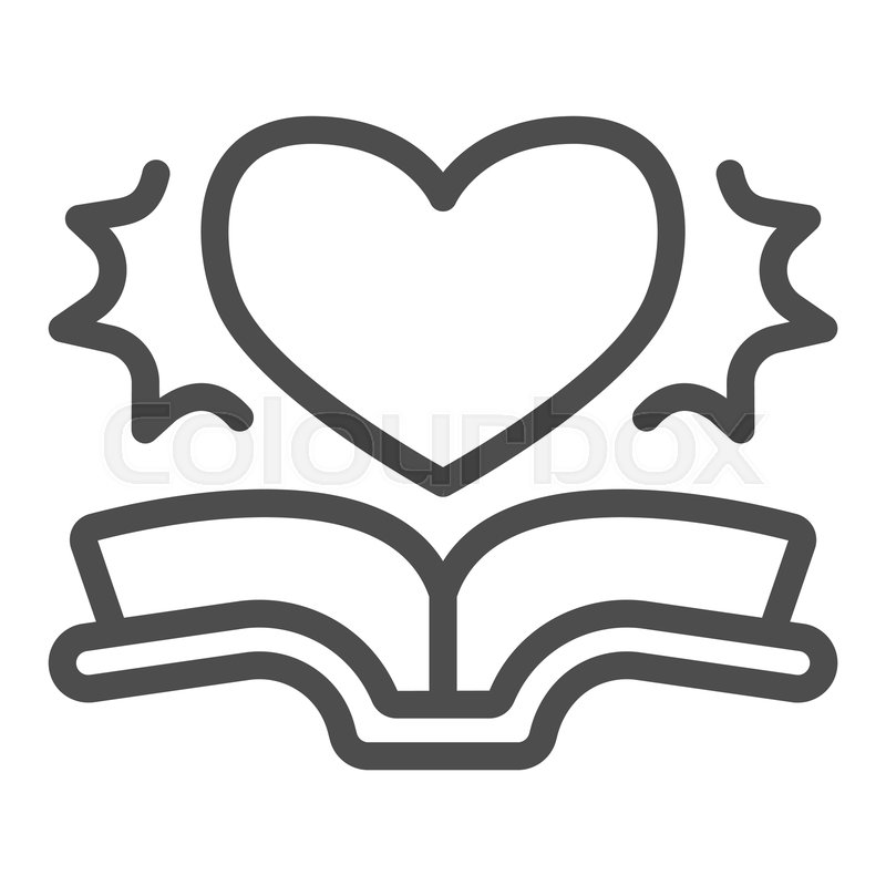 Open book, heart line icon, children ... | Stock vector | Colourbox