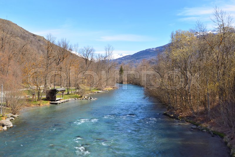 View on beautiful blue alpine river ... | Stock image | Colourbox
