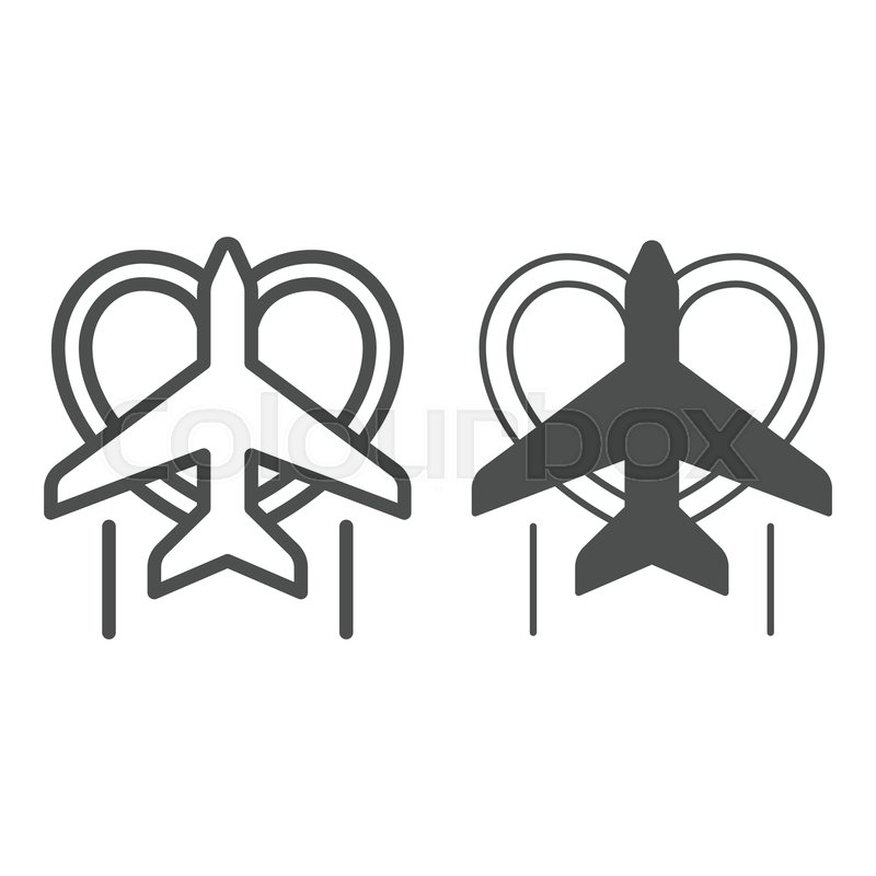 Heart plane line and solid icon, ... | Stock vector | Colourbox