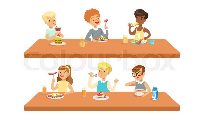 Cartoon Girl Eating Dinner