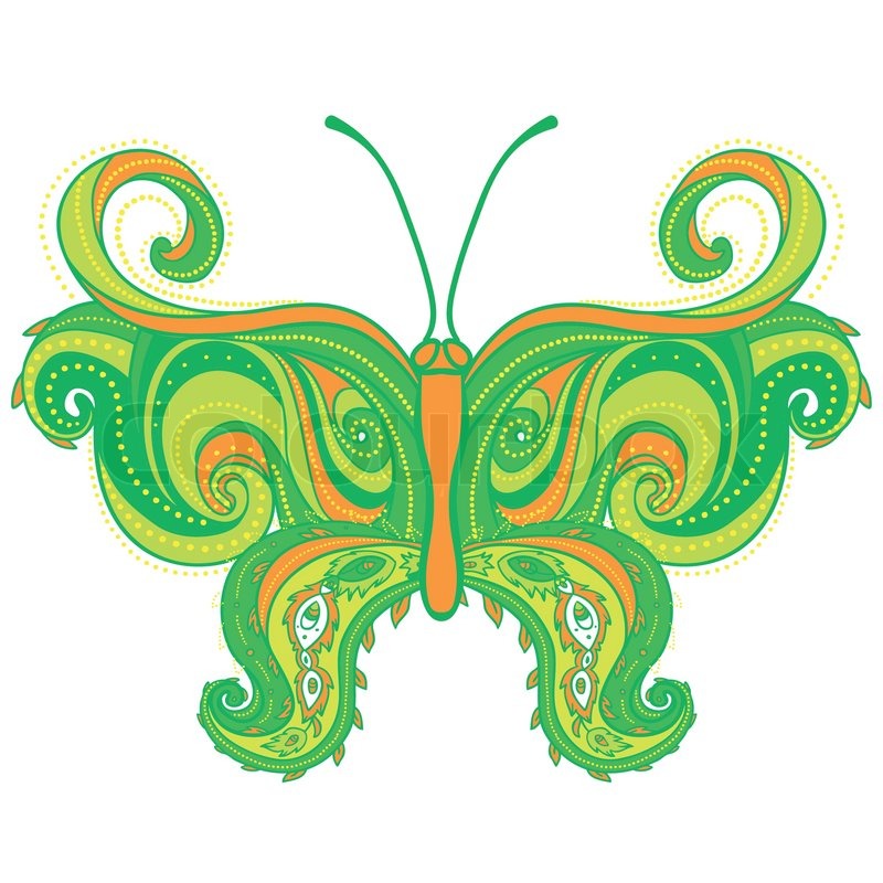 Paisley butterfly Hand-Drawn ornate ... | Stock vector | Colourbox