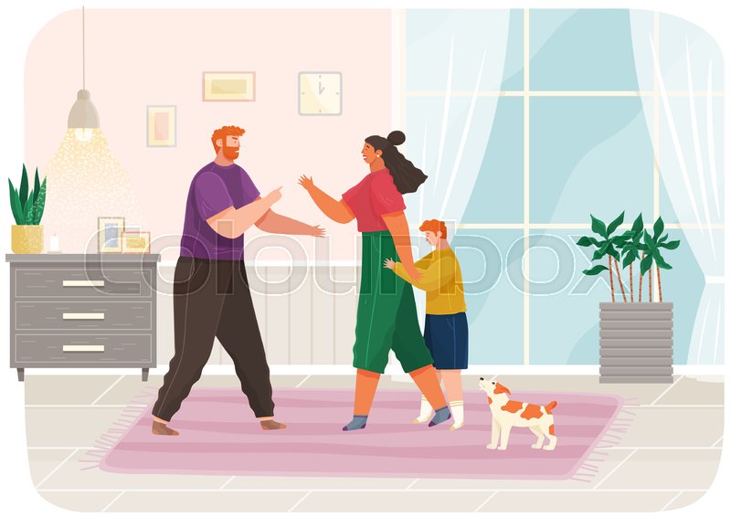 Problems and conflict in family, fight ... | Stock vector | Colourbox