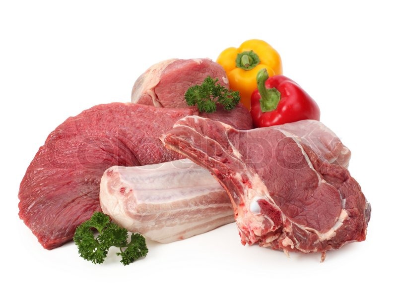 Assortment of raw meat with vegetables | Stock image | Colourbox