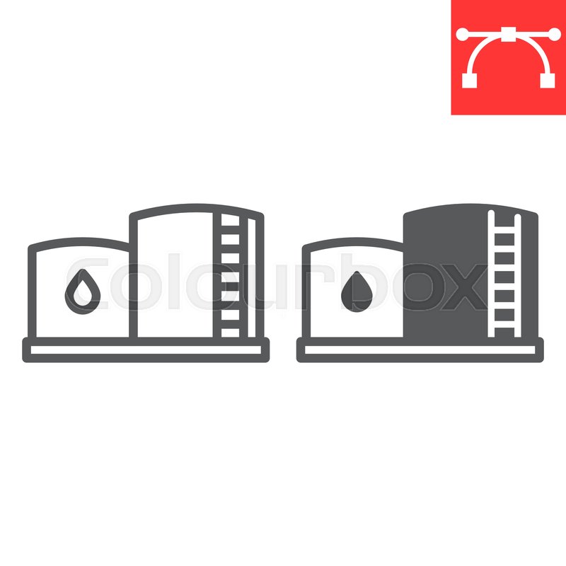 Oil storage line and glyph icon, ... | Stock vector | Colourbox