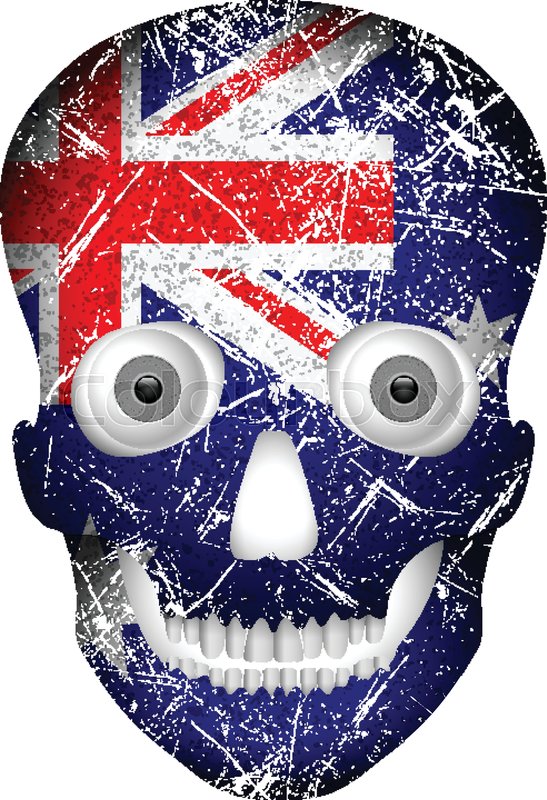 Skull flag Australia on a white ... | Stock vector | Colourbox
