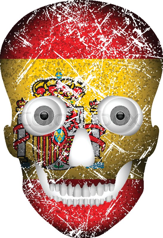 Skull flag Spain on a white ... | Stock vector | Colourbox