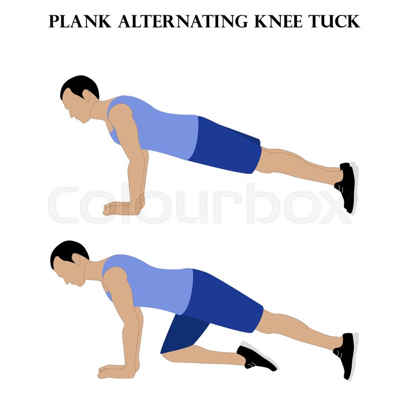 Plank alternating knee tuck exercise ... | Stock vector | Colourbox