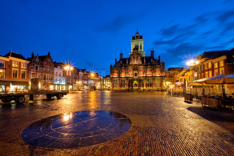 Delft City Hall and Delft Market Square ... | Stock image | Colourbox