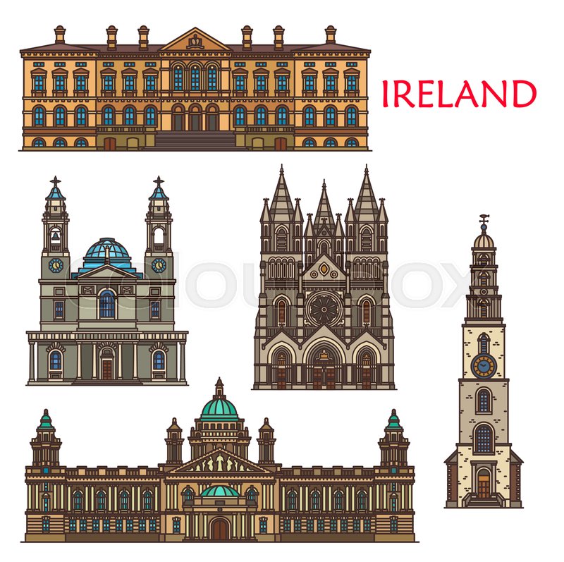 Ireland architecture and landmark ... | Stock vector | Colourbox